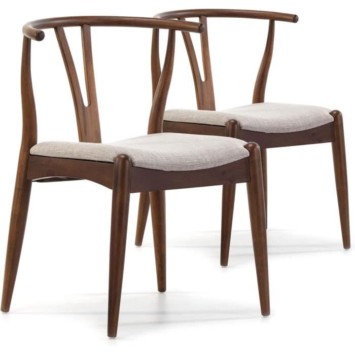Pack 2 chaises Rustic, Couleur Noyer, Bois Massif, 55 cm (Longueur) 54 ...