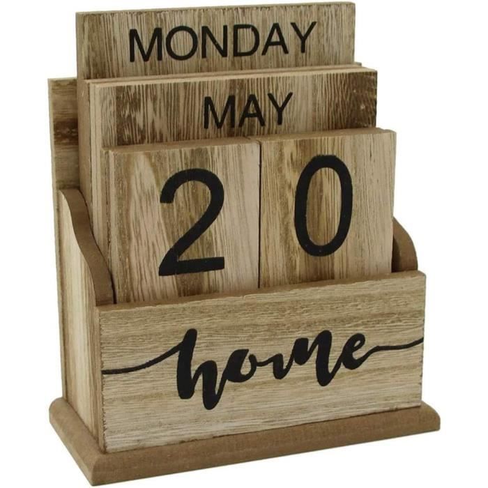 Calendrier des blocs de bureau en bois, calendrier perpétuel de table ...