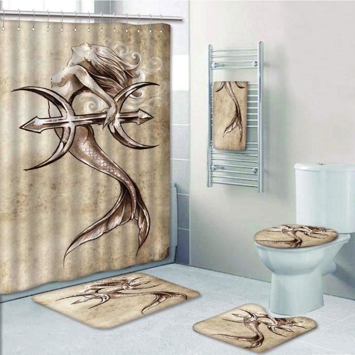 Sirène sirène mer une ancre créature aquatique mythique 5 pièces rideau ...