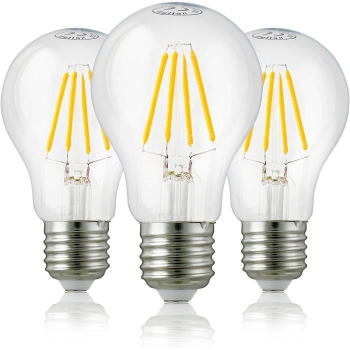 [z465]Lot De 3 Ampoules Led E27 À Intensité Variable 4,5 W Blanc Chaud Avec Filament Led 470 ...
