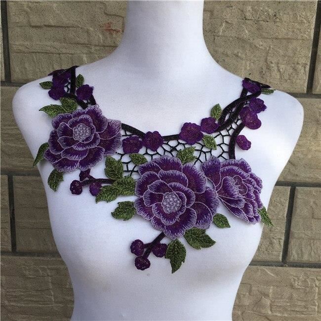 Tissus,Col en dentelle série violette, dentelle de Venise, fleur et ...