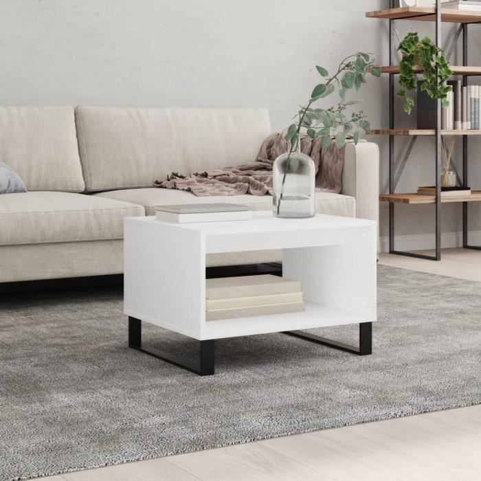 ETO- Table basse blanc 60x50x40 cm bois d'ingénierie -CIK7068512727948 ...