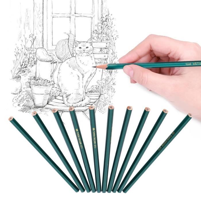 Duokon Crayon graphite 10 pièces crayons Graphite peinture dessin ...