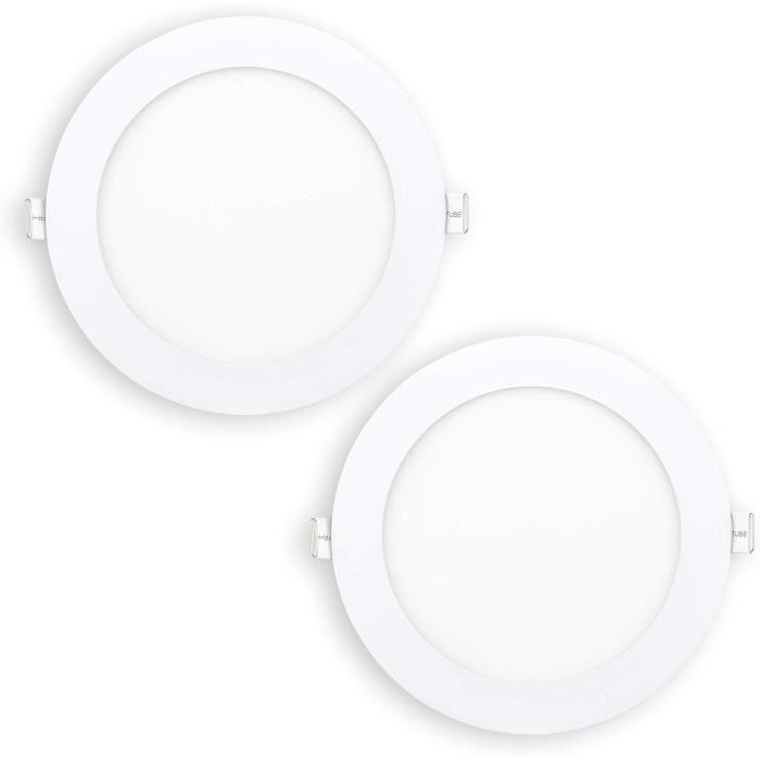 Lot De 2 Plaques Downlight Led Plafond Encastré Circulaire 12 W Lumière ...