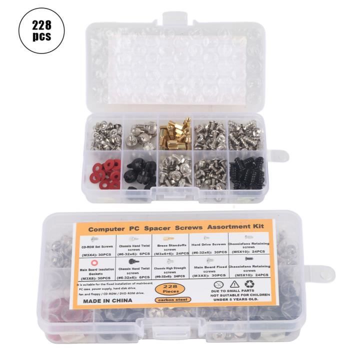 EJ.life accessoires d'ensemble d'ordinateur 228 pièces vis de disque dur de carte mère pour Kit ...