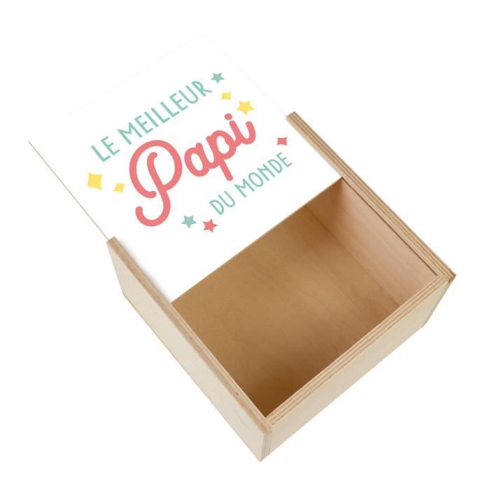Boite Coffret en Bois - Le Meilleur Papi du Monde Grand Père Famille (11 x 11 x 3,5 cm ...