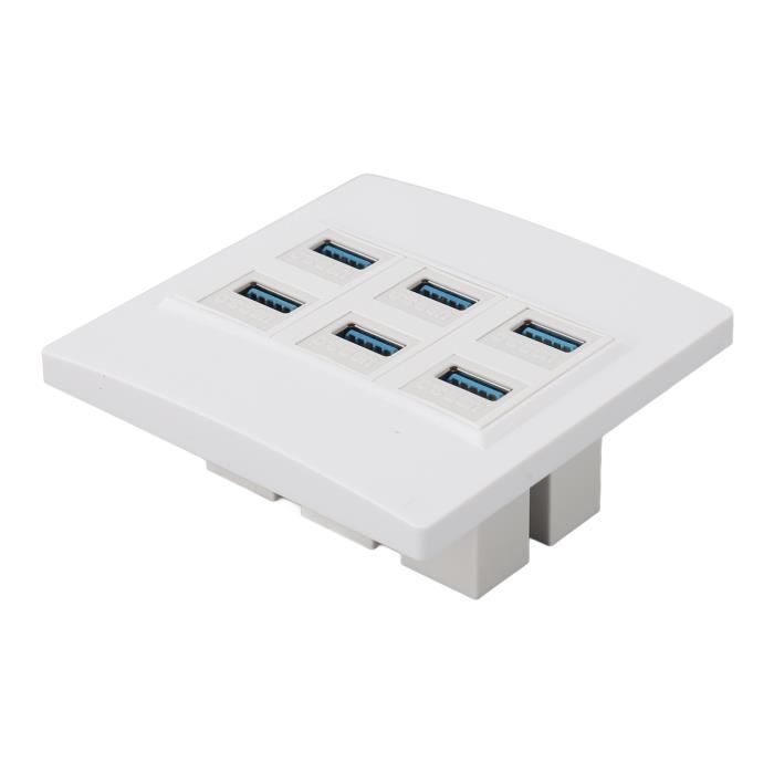 Plaque Murale USB 3.0 - FDIT - 6 Ports - 5Gbps - Rétrocompatible USB 2. ...