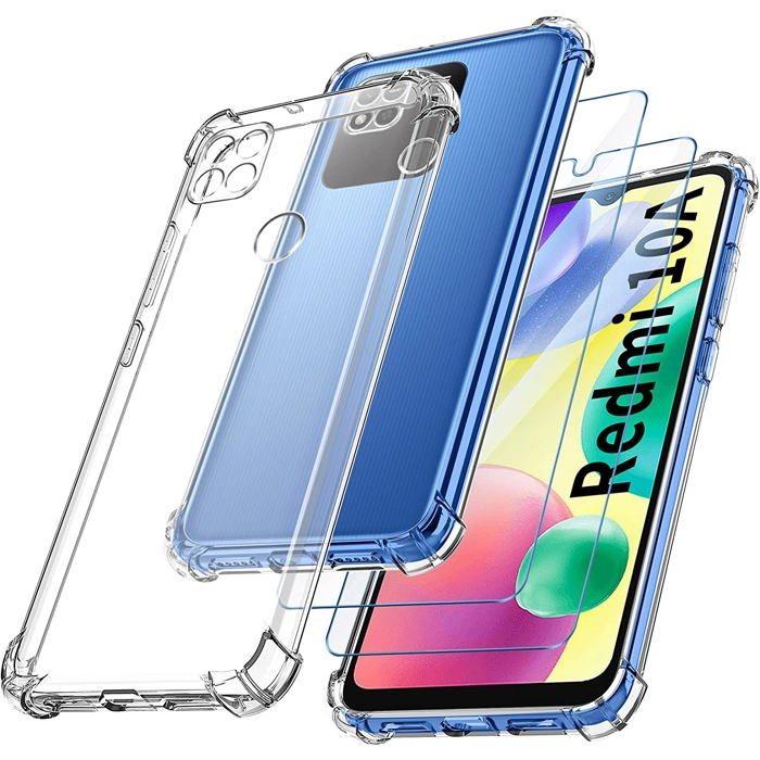 Coque Pour Xiaomi Redmi 10A Silicone 4 Coins Renforces + 2 Verres ...