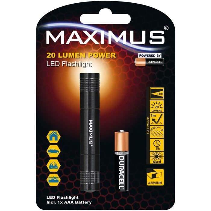 MAXIMUS Lampe torche 20lm 0.5W - Cdiscount Bricolage