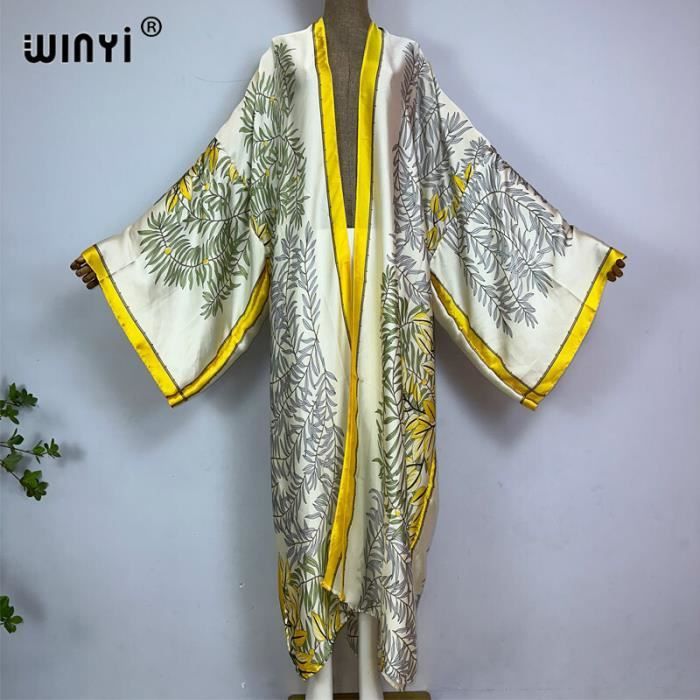 Robe de plage,WINYI-Cardigan imprimé à la mode pour femmes,robe longue ...