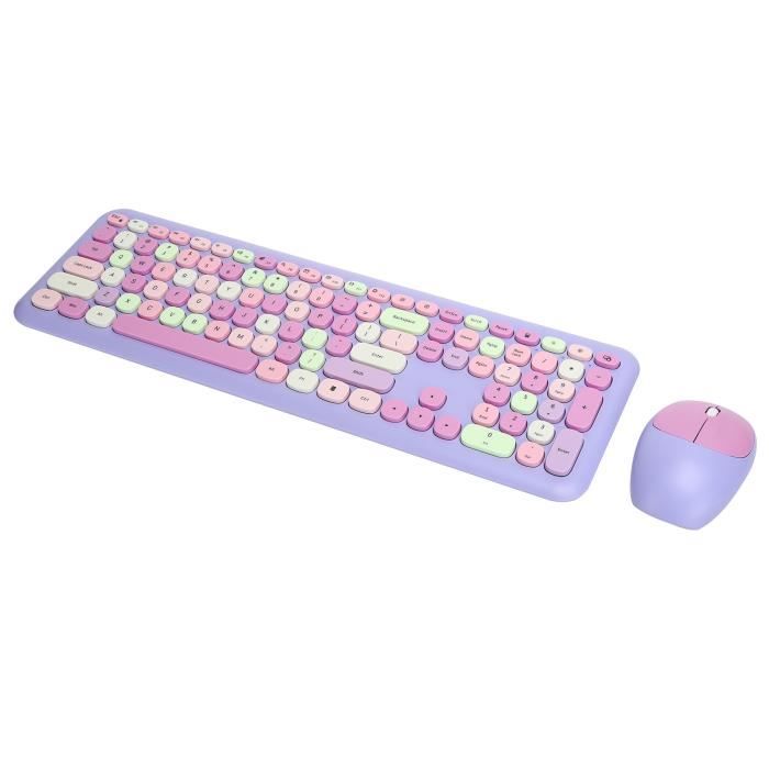 Clavier souris sans fil violet SURENHAP - 110 touches - Technologie 2 ...