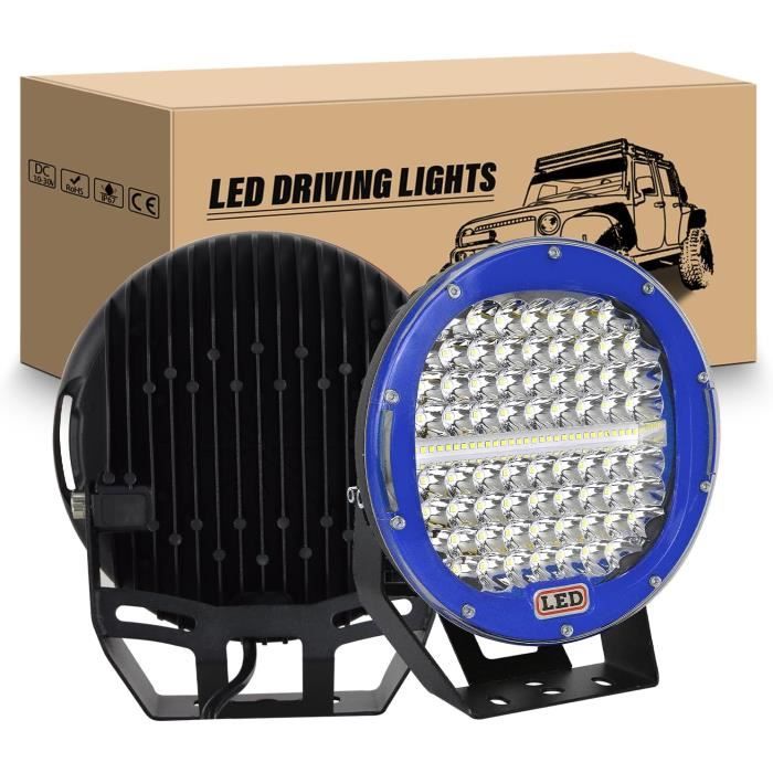2 Pcs Rond Phare De Travail Led, Bleu 9 Pouces 294W 12V 24V Projecteur ...