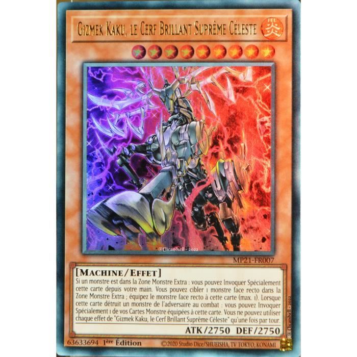 Carte YU-GI-OH MP21-FR007 Gizmek Kaku, le Cerf Brillant Suprême Céleste Ultra Rare NEUF FR ...