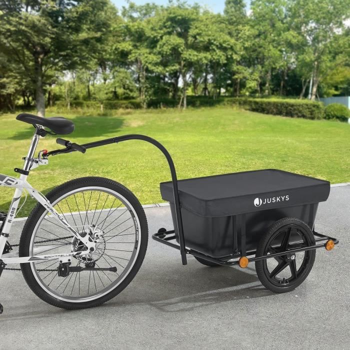 Juskys Remorque pour vélo de 90 litres - remorque avec attelage, Barre ...