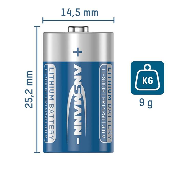 ANSMANN Li-SOCl2 Batterie au lithium chlorure de thionyle ER 14250 LS ...
