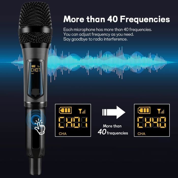 Uhf Microphone Sans Fil Micro Dynamique À Main Double Avec Récepteur ...