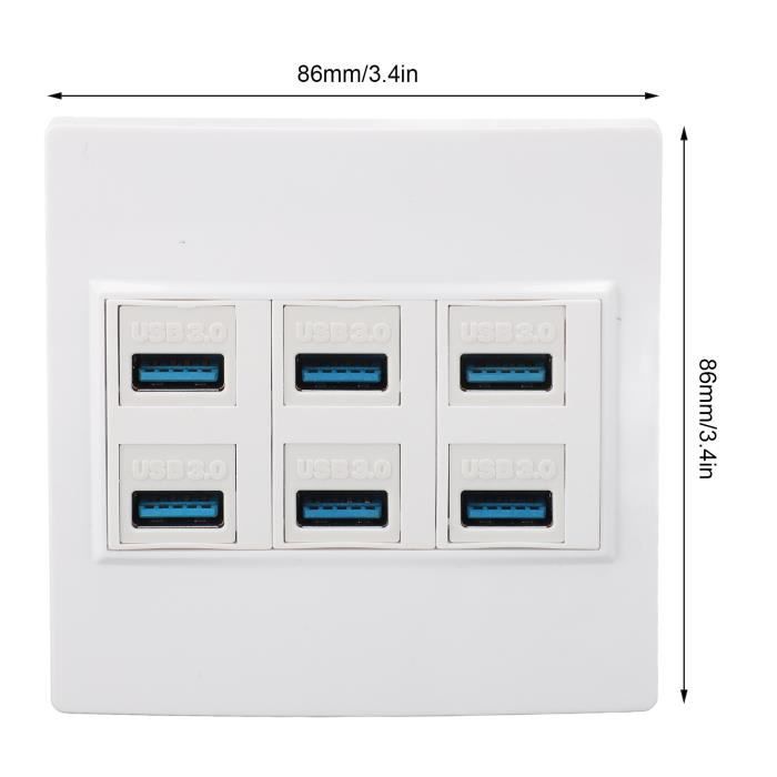 Plaque Murale USB 3.0 - FDIT - 6 Ports - 5Gbps - Rétrocompatible USB 2. ...