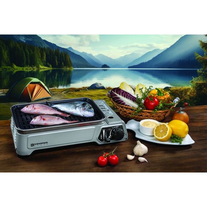 Barbecue gaz portable à gaz KEMPER 1.9 KW compact plaque anti adhésive ...