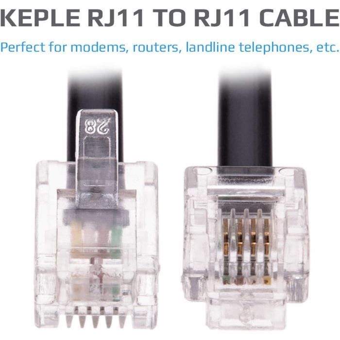 1M Rj11 Câble De Rallonge Adsl Cordon Internet Haute Vitesse Bt Large ...