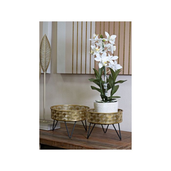 Set de 2 cache-pots en métal doré et noir Zanny - Cdiscount Jardin