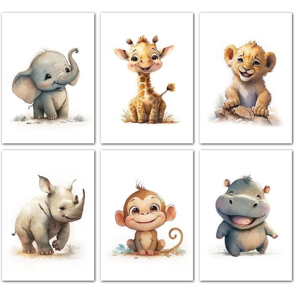 Affiche décorative pour chambre d'enfant - animaux de safari Poster ...