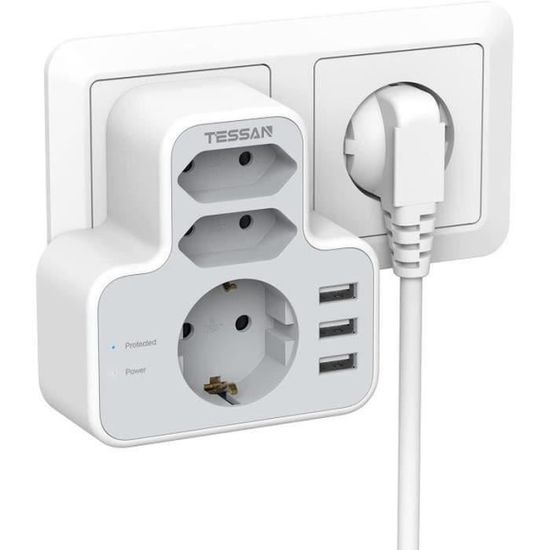 Prise usb secteur multiple 6 en 1 chargeur usb multiprise 1 sortie ac ...