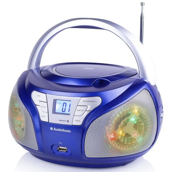 AUDIOSONIC CD-1561 Radio stéréo Disco LED light CD/USB-MP3 Bleue ...