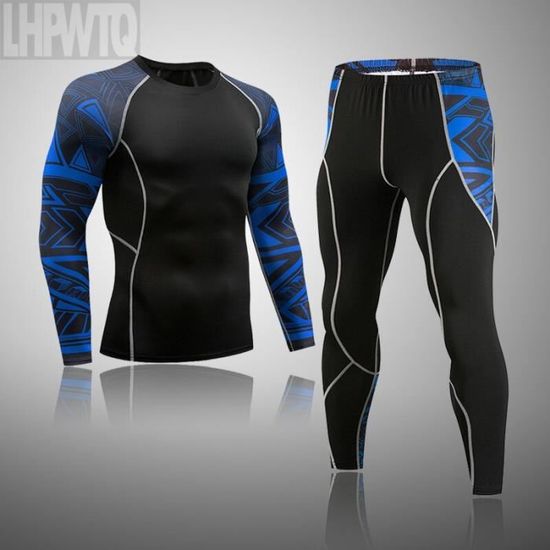 Ensemble de sous vêtements thermiques pour hommes leggings de Fitness tactiques MMA combinaison ...