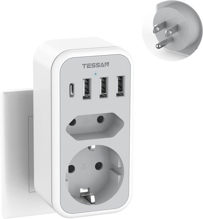 Adaptateur Prise Usa,6 En 1 Adaptateur Canada Avec 3 Usb A Et 1 Usb C ...