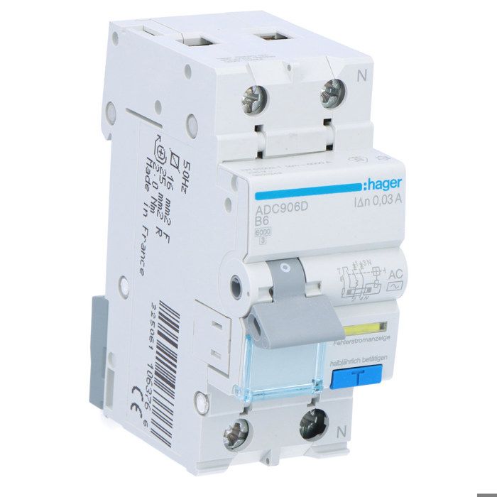 Disjoncteur différentiel avec protection contre les surintensités B/6KA ...