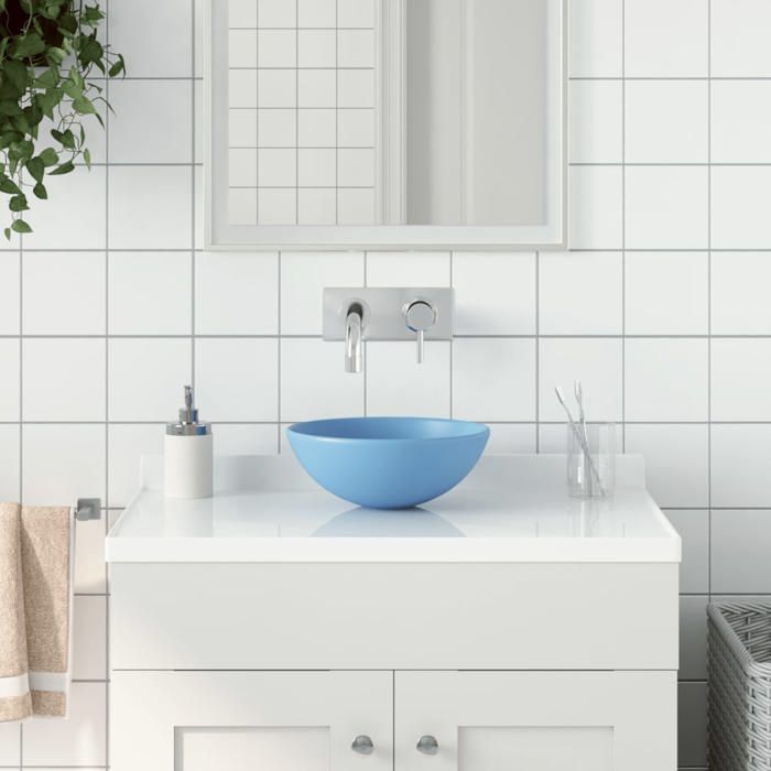 Lavabo de salle de bain en céramique bleu clair ro Lavabo de salle de ...