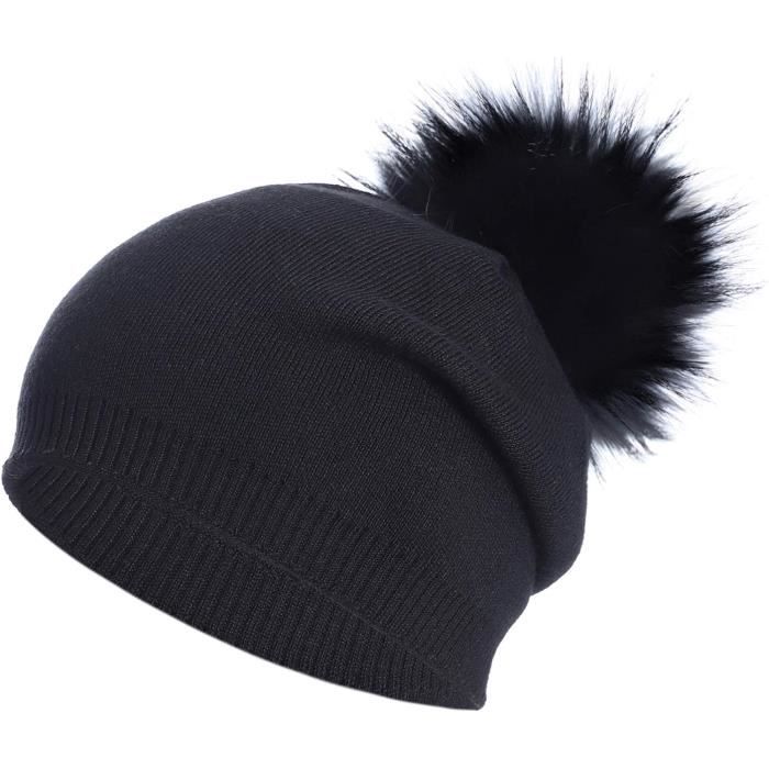 Bonnet Femme En Laine Tricotée - Bonnets D'Hiver En Cachemire Unis Vrai ...