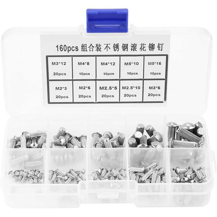 M2-M5 Rivets à tête ronde Rivets Ensemble d'assortiment d'outils de ...