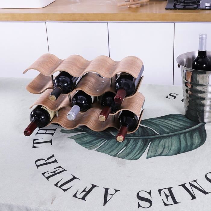 Casier À Bouteille Empilable, Porte Bouteille En Bambou Range Bouteille Vin Bois Autoportant 14 ...