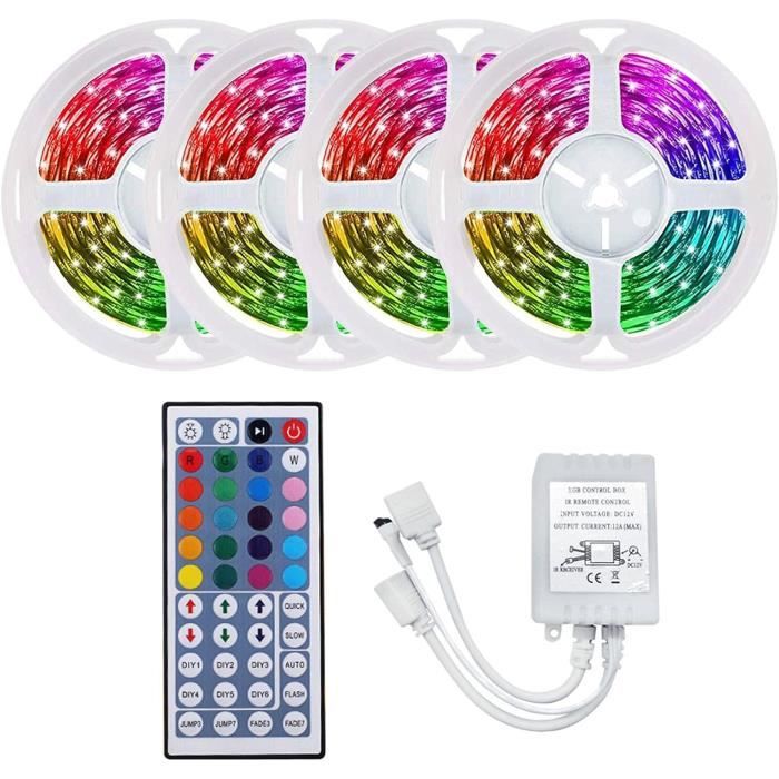 Bande Lumineuse Led Flexible 20M Rvb 3528 1200Leds Avec Télécommande À 44 Touches Pour Chambre ...