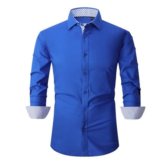 Chemise Homme Manches Longues Stretch Couleur Unie Chemise Business ...