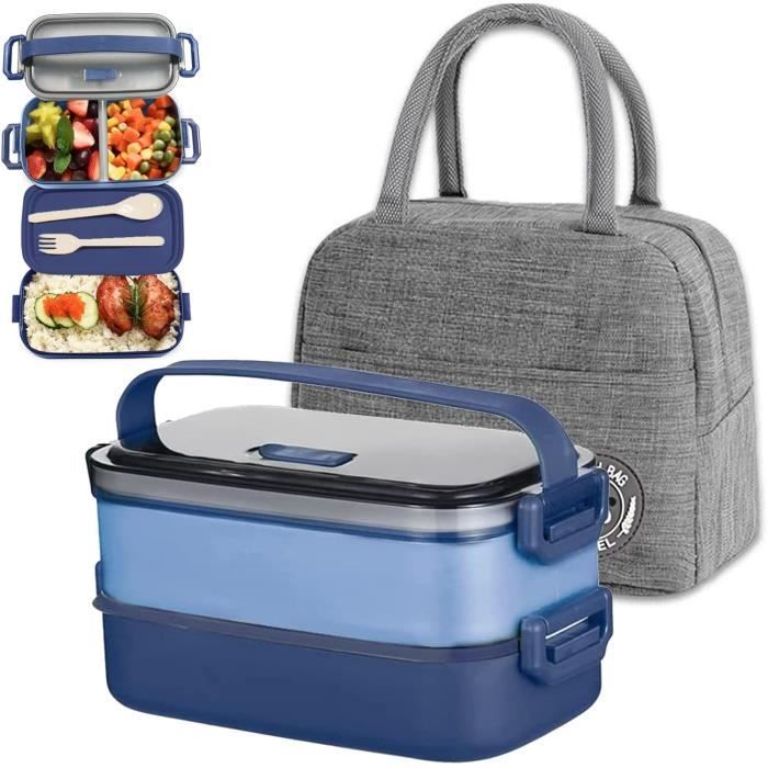 Bento Lunch Box Kit - 1600Ml 2 Etages Boite Repas Avec Sac Isotherme ...