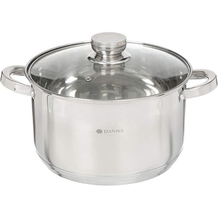 Standard Marmite Inox 24 Cm 6.5 Litres | Faitout Avec Couvercle En Verre | Tous Feux Dont ...