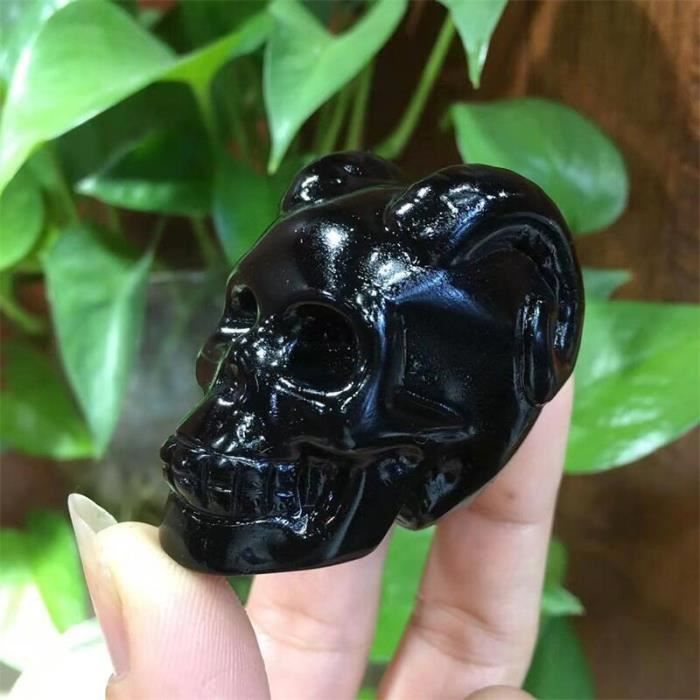 GALET,obsidian--Statue de crâne en cristal naturel de haute qualité ...
