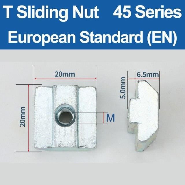 ECROU,T Sliding Nut-EN-45-M5 (20PCS)--Écrou à fente en T en acier au carbone, carré coulissant ...