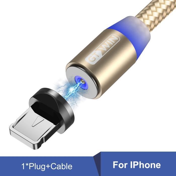 Gold for iPhone-3m -Câble magnétique USB type C,prise aimantée,cordon à ...