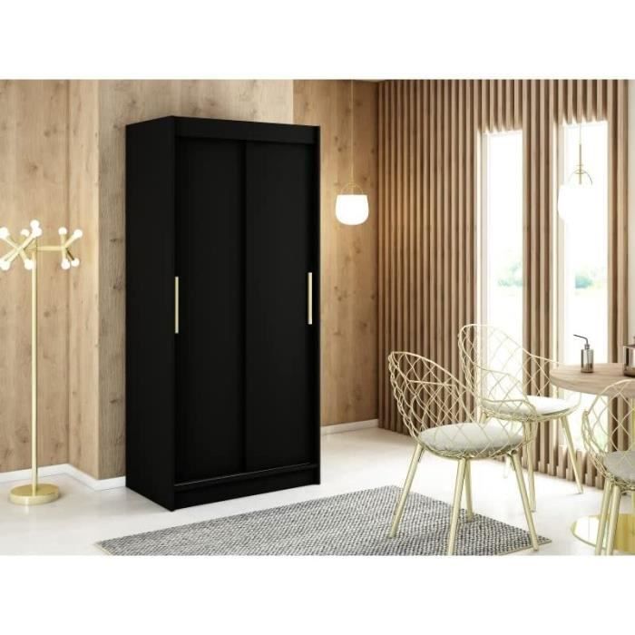 Armoire de Chambre KAIR T Noir 100 avec tiroirs avec 2 Portes ...