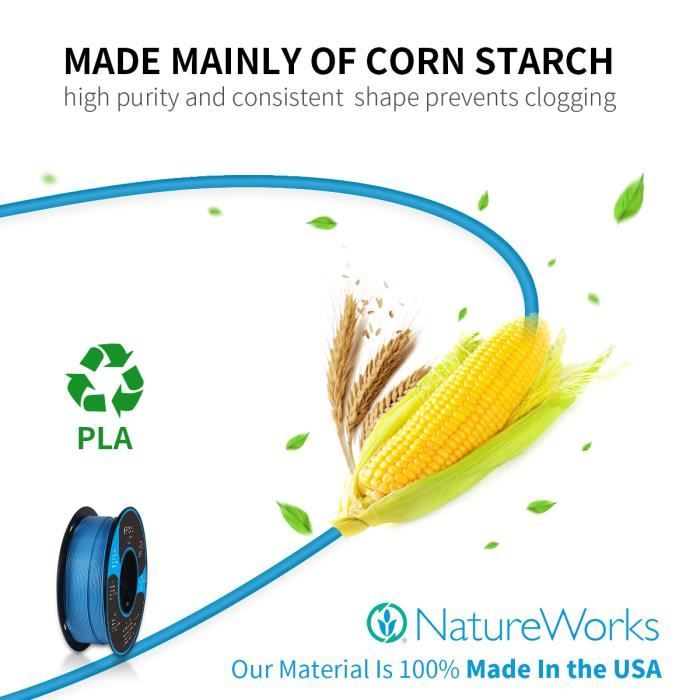 Filament PLA - ERYONE - 1.75 mm 1kg - Bleu - Faible warping - Tolérance ...