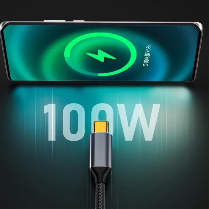 Câble De Données Usb-C Mâle Vers Mâle Usb 3.1 10 Gbit-S 100 W Coudé À ...