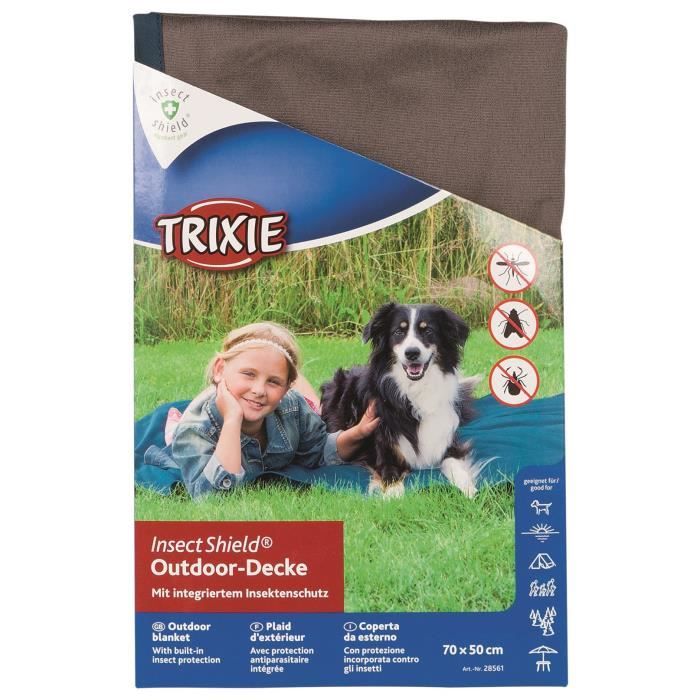 TRIXIE Plaid d'extérieur Insect Shield® - 70x50 cm - Taupe - Pour chien ...