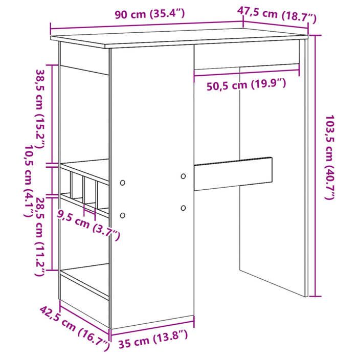 VidaXL Table de bar avec étagères chêne sonoma bois d'ingénierie 854339 ...