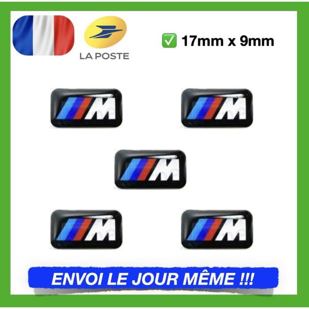 Sticker Voiture Tuning 5 Autocollants 3D Logo BMW M Motorsport - 17x9mm ...