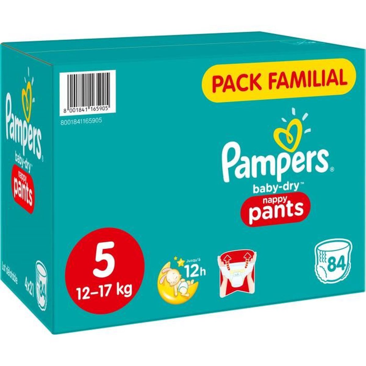 PAMPERS Baby-Dry Nappy Pants Taille 5 - 12 à17 kg - 84 Couches-culottes ...