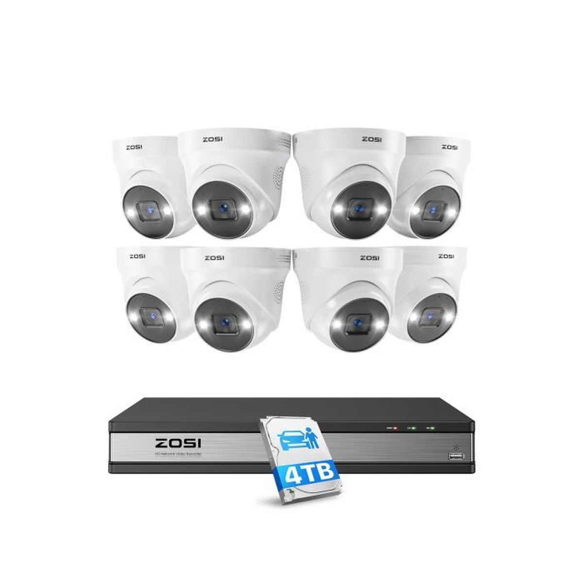 ZOSI 4K PoE Kit Caméra de Surveillance, 16CH 8MP NVR avec 4 To HDD ...