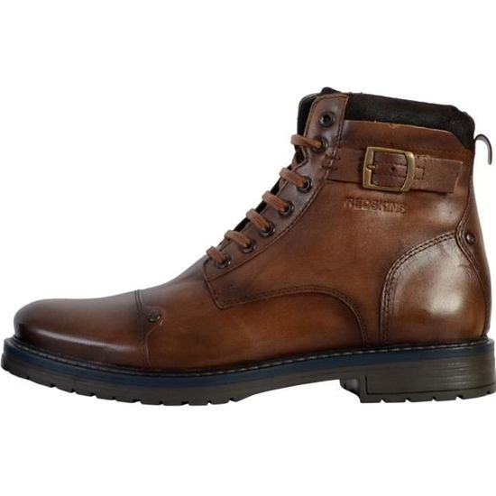 Bottines homme Redskins en cuir cognac marron - Fermeture à lacets ...